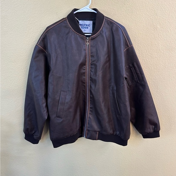 Aelfric Eden | Jackets & Coats | Aelfric Eden Brown Solid Washed Faux ...